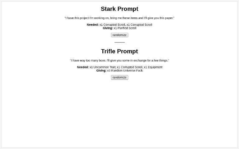 Stark Prompt ― Perchance Generator