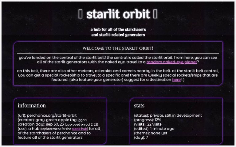 🪐 starlit orbit 💫 ― Perchance Generator
