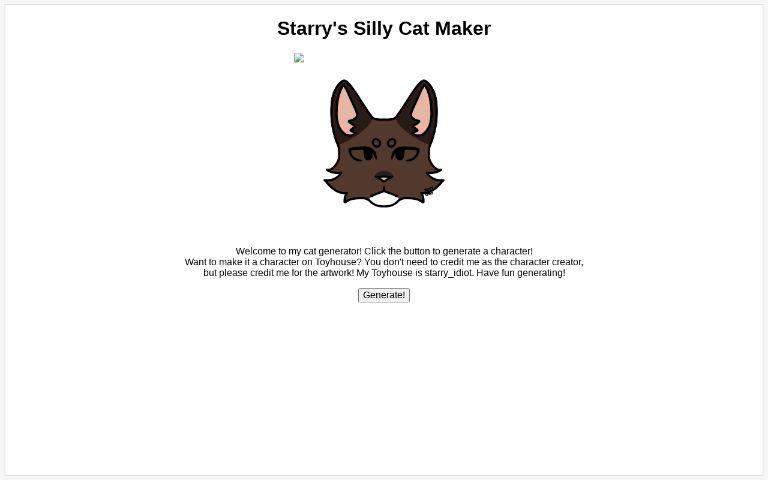Starry's Silly Cat Maker ― Perchance Generator