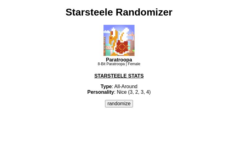 Starsteele Randomizer ― Perchance Generator