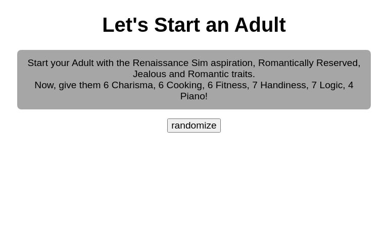 Let's Start an Adult ― Perchance Generator