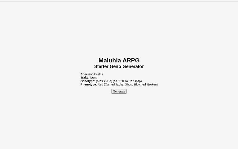 Maluhia ARPG ― Perchance Generator