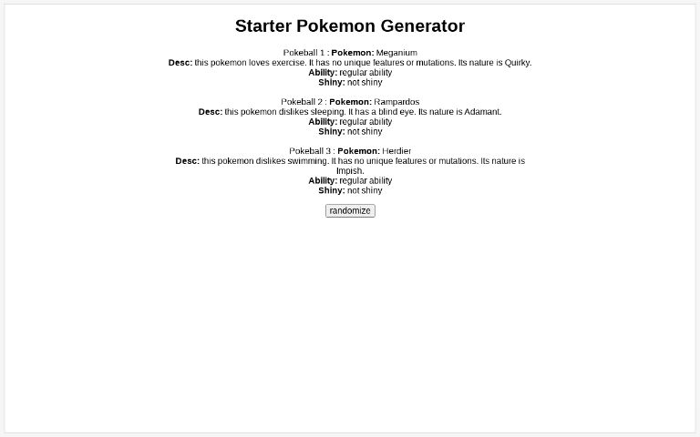 Starter Pokemon Generator