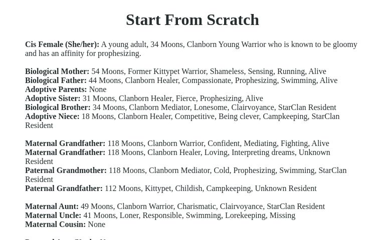 Start From Scratch ― Perchance Generator