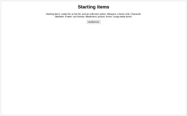 Starting items ― Perchance Generator