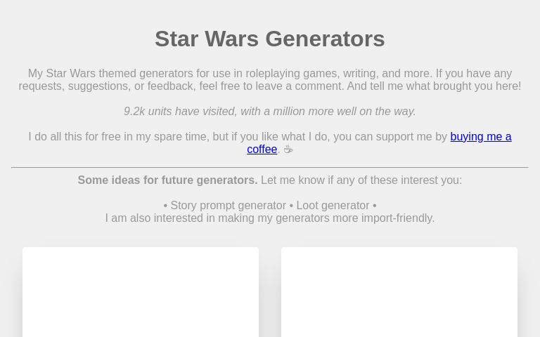 Star Wars Generators
