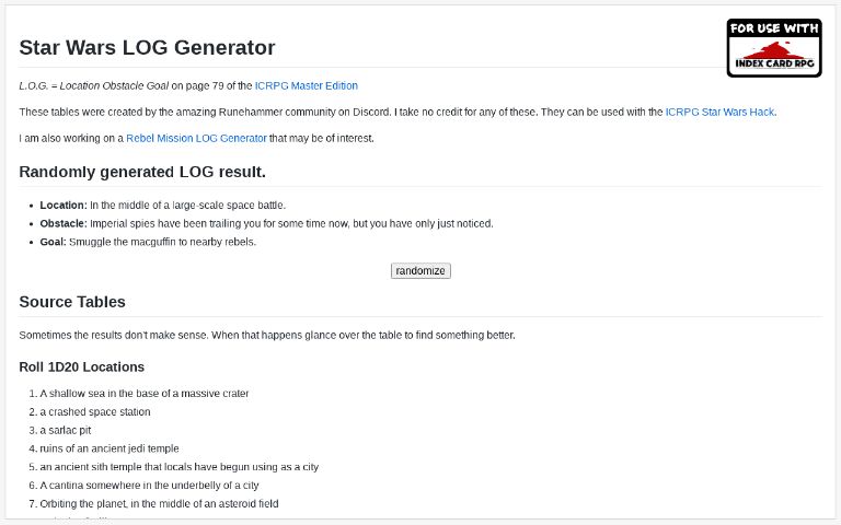 Star Wars LOG Generator