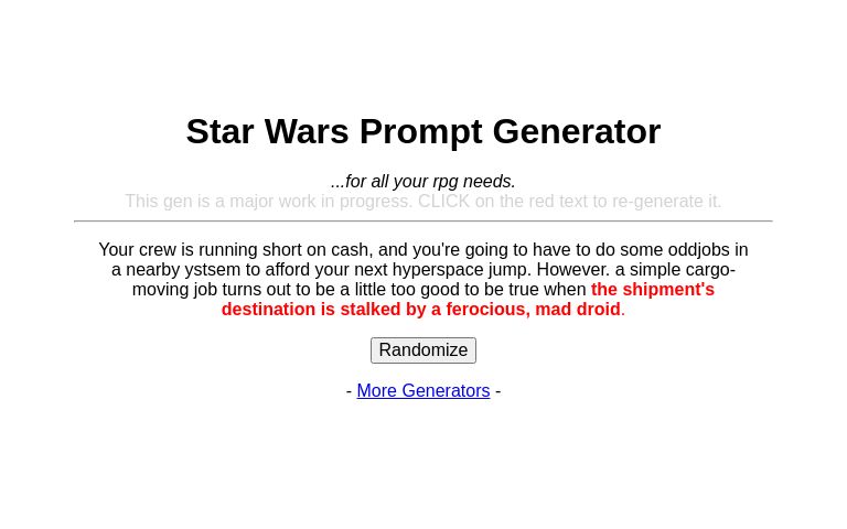 Star Wars Prompt Generator