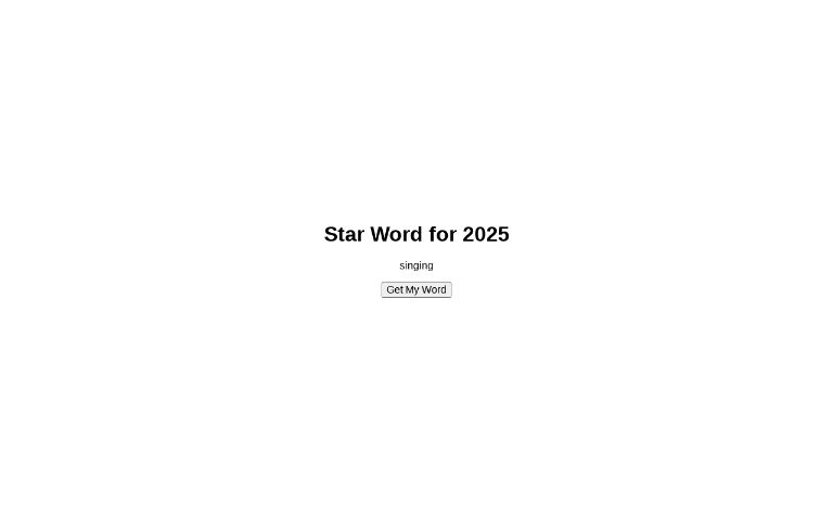 Star Word for 2025 ― Perchance Generator