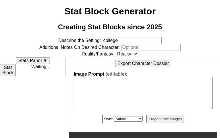 Stat Block Generator