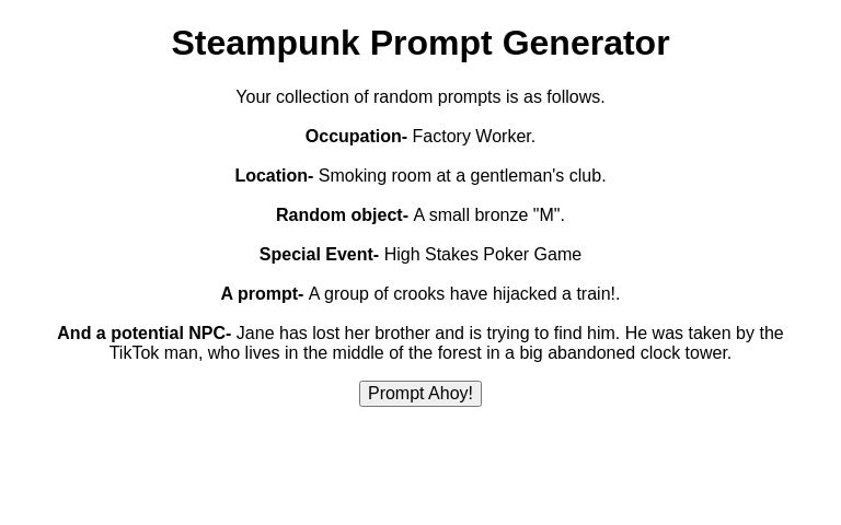 Steampunk Prompt Generator