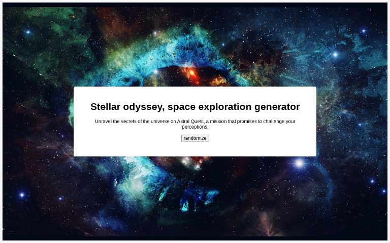 Stellar odyssey, space exploration generator