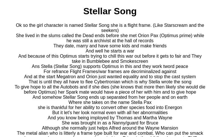 Stellar Song ― Perchance Generator