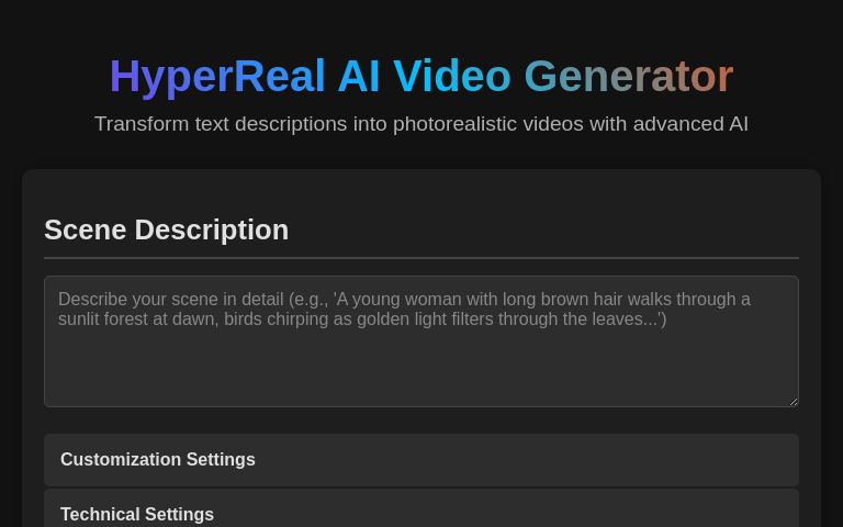 HyperReal AI Video Generator