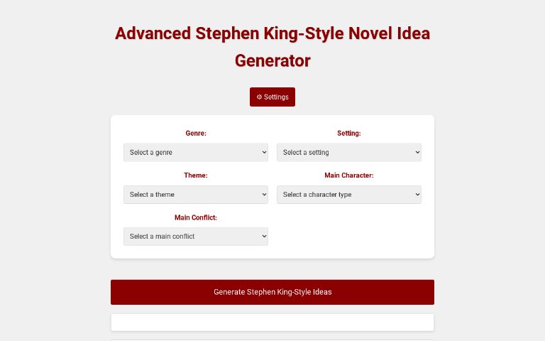 Advanced Stephen King-Style Novel Idea Generator