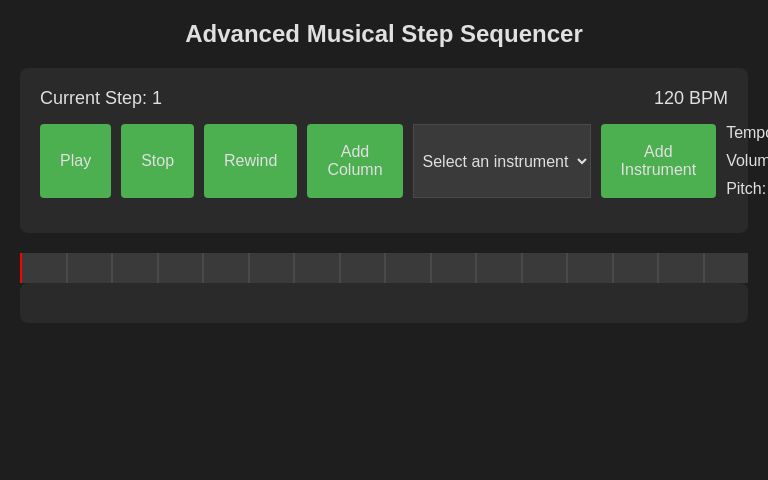 Advanced Musical Step Sequencer ― Perchance Generator