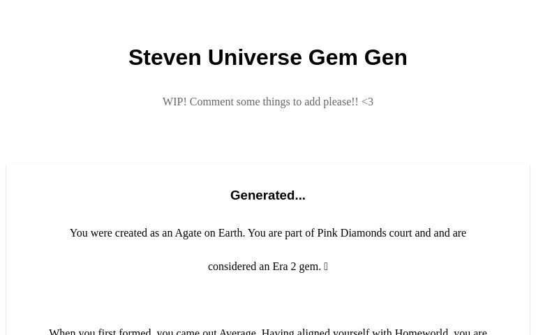 Steven Universe Gem Gem Character Gen!