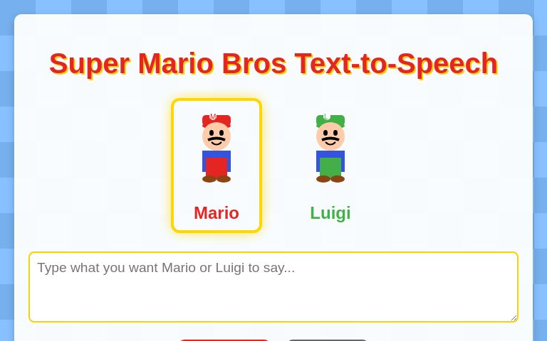 Super Mario Bros Text-to-Speech ― Perchance Generator