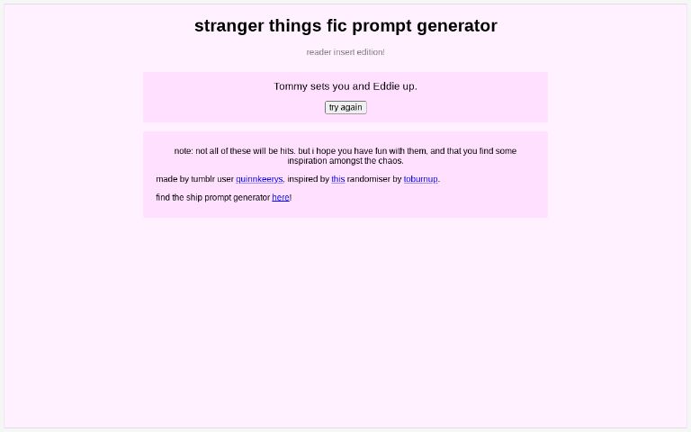 stranger things fic prompt generator