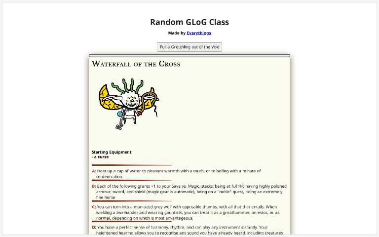 Random GLoG Class ― Perchance Generator