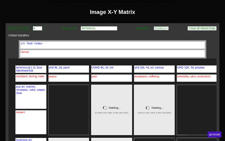Image X-Y Matrix ― Perchance Generator