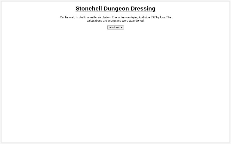 Stonehell Dungeon Dressing ― Perchance Generator