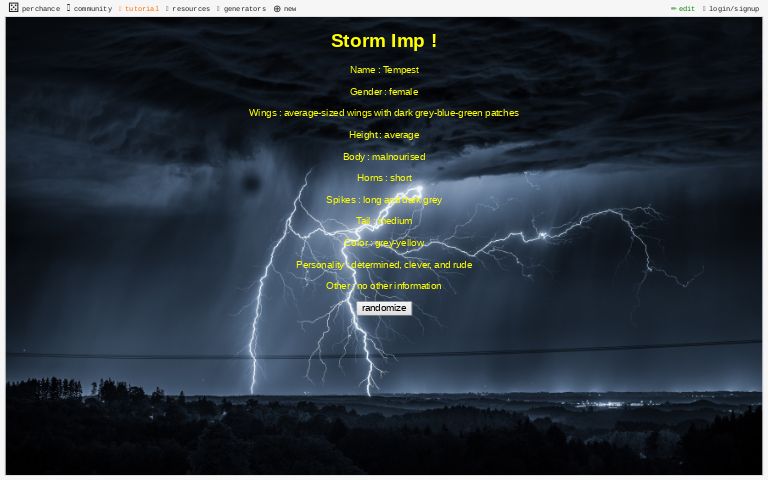 Storm Imp ! ― Perchance Generator