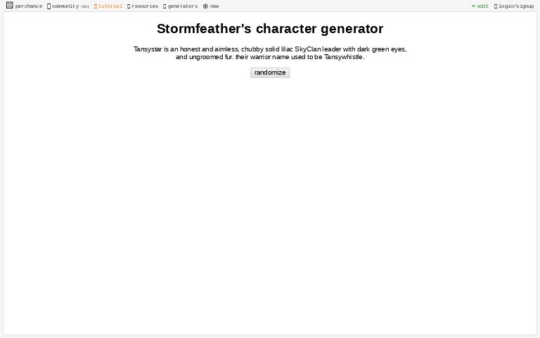 Stormfeather's character generator