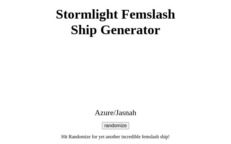 Stormlight Femslash Ship Generator