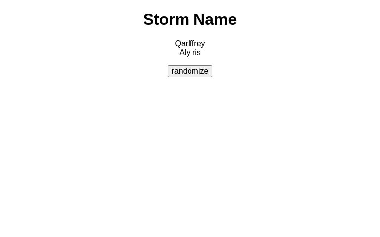 Storm Name ― Perchance Generator