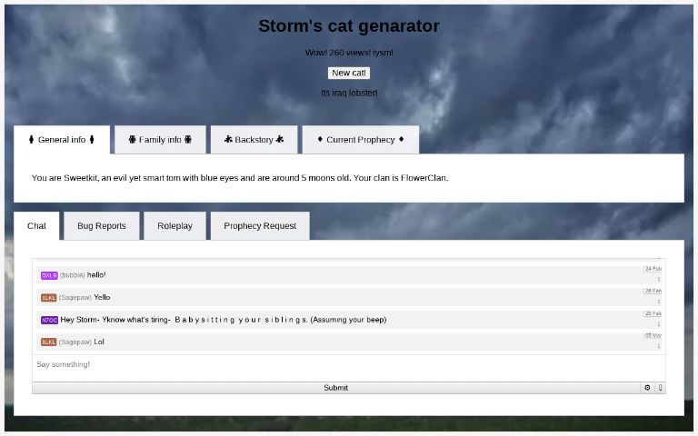 Storm's cat genarator ― Perchance Generator