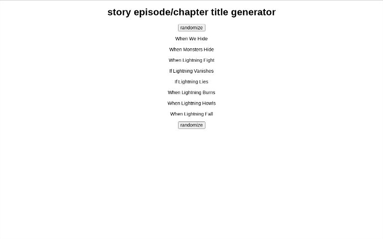 story episode/chapter title generator