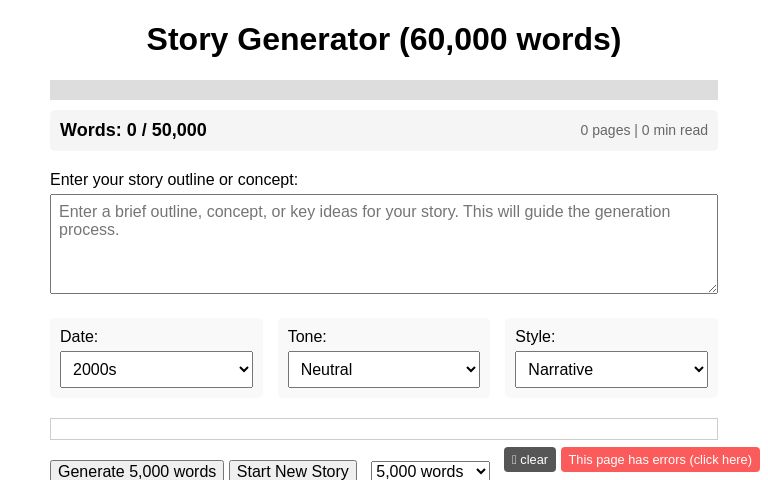 Story Generator (50,000 words)