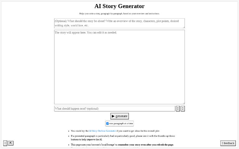 AI Story Generator (free, unlimited, no sign-up)
