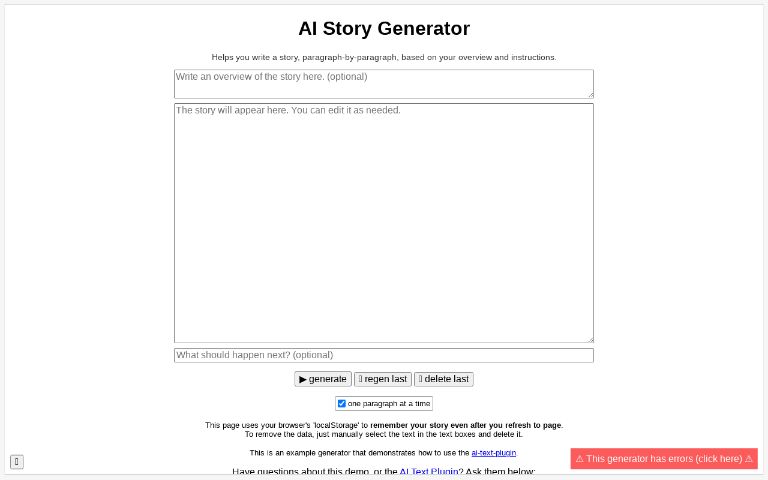 AI Story Generator (free, unlimited, no sign-up)