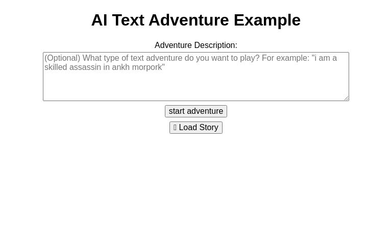 AI Text Adventure Example ― Perchance Generator