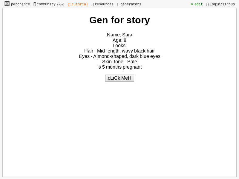 Gen for story ― Perchance Generator