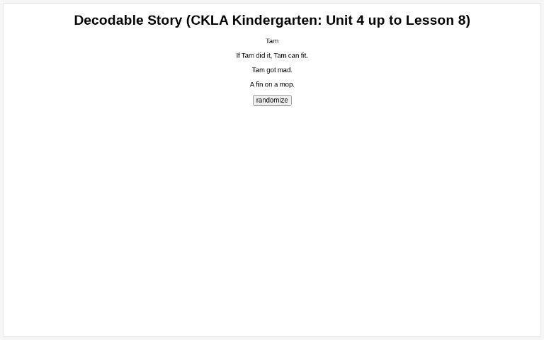 Decodable Story (CKLA Kindergarten: Unit 4 up to Lesson 8) ― Perchance ...