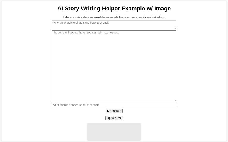 AI Story Writing Helper Example w/ Image ― Perchance Generator