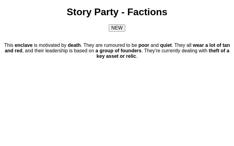 Story Party - Factions ― Perchance Generator