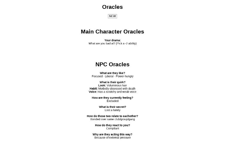 Oracles ― Perchance Generator