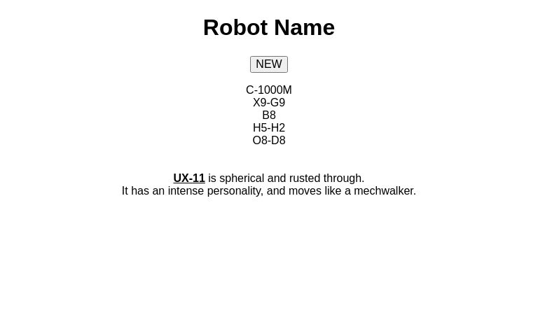 Robot Name ― Perchance Generator