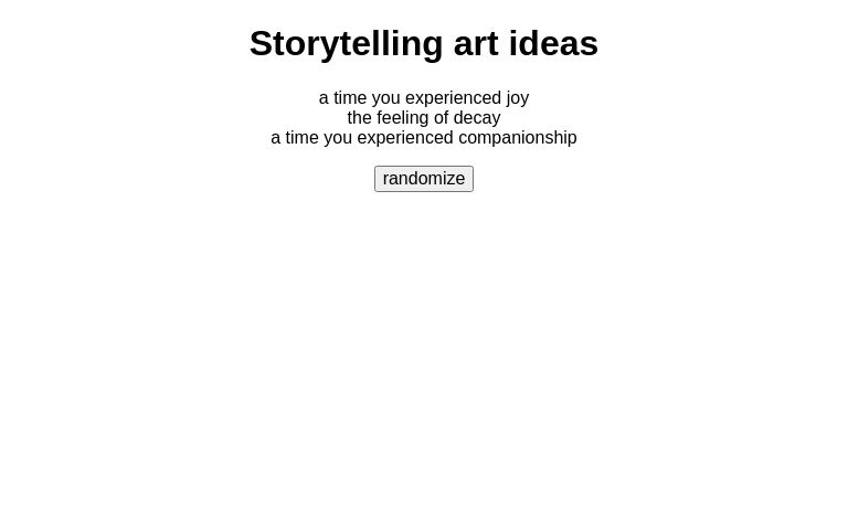 Storytelling art ideas ― Perchance Generator