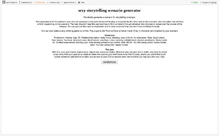 sexy storytelling scenario generator