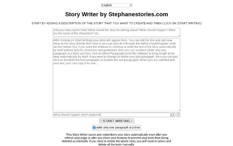 Story Writer by Stephanestories.com ― Perchance Generator