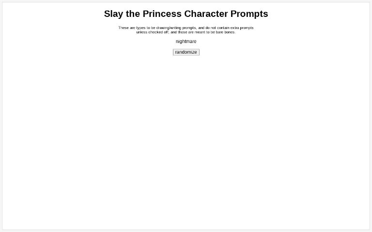Slay the Princess Character Prompts ― Perchance Generator