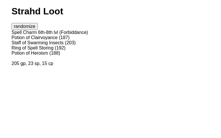 Strahd Loot ― Perchance Generator