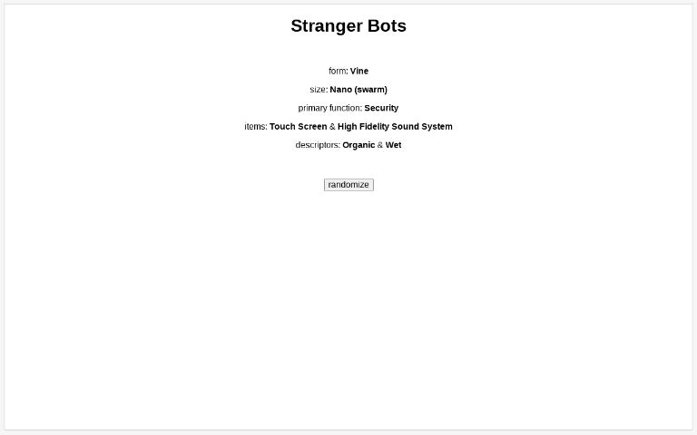 Stranger Bots ― Perchance Generator