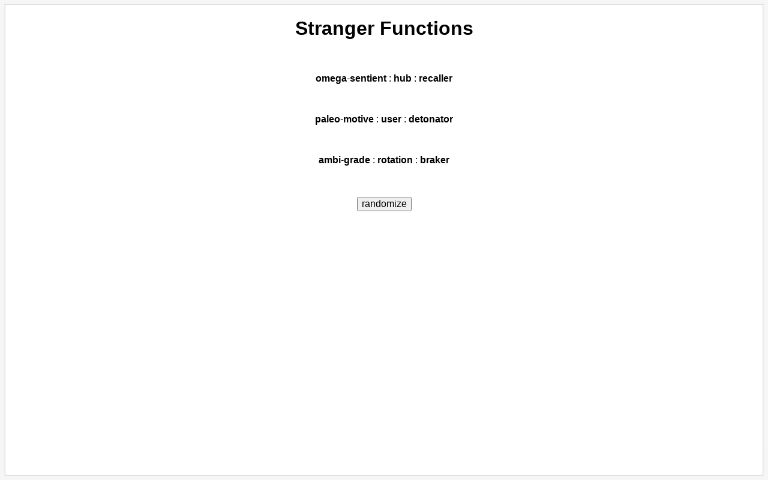 Stranger Functions ― Perchance Generator