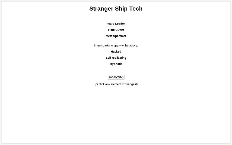Stranger Ship Tech ― Perchance Generator